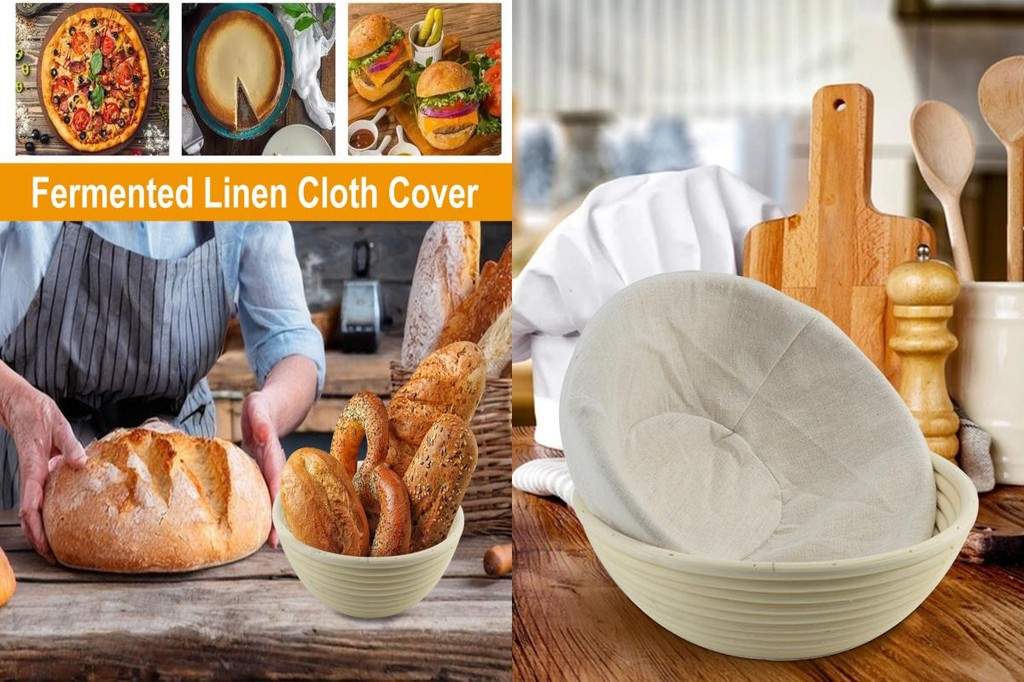 Fermented Linen Cloth Cover Bread Proofing Basket Round Rattan Liner ...