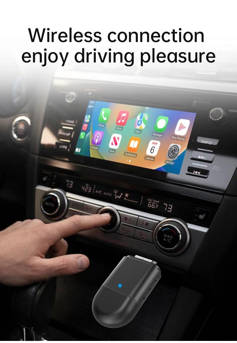 Carplay Sem Fio 2 Em 1 Android Auto Apple Adaptador Mini AI Box Plug And Play WiFi USB Tipo C ...