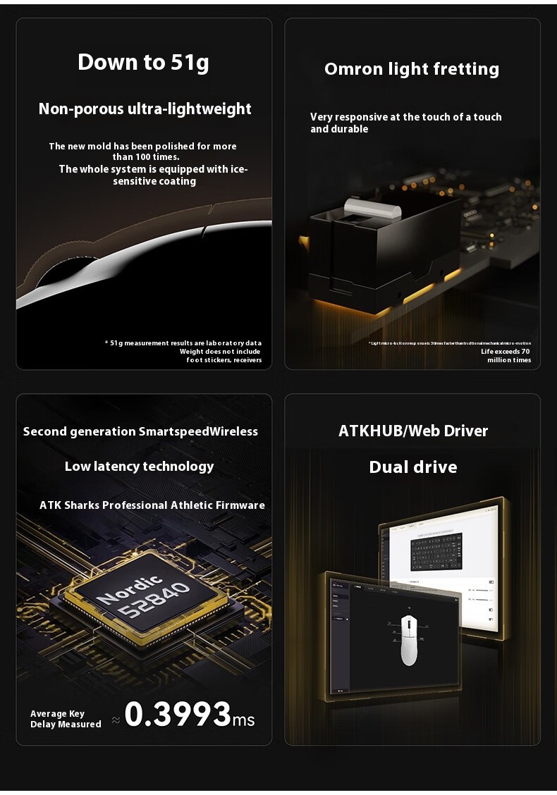 ATK X1 Pro/Max/Ultra/Ultimate Mouse Para Jogos Sem Fio Personalizado PAW3950Ultra 8k Taxa De ...