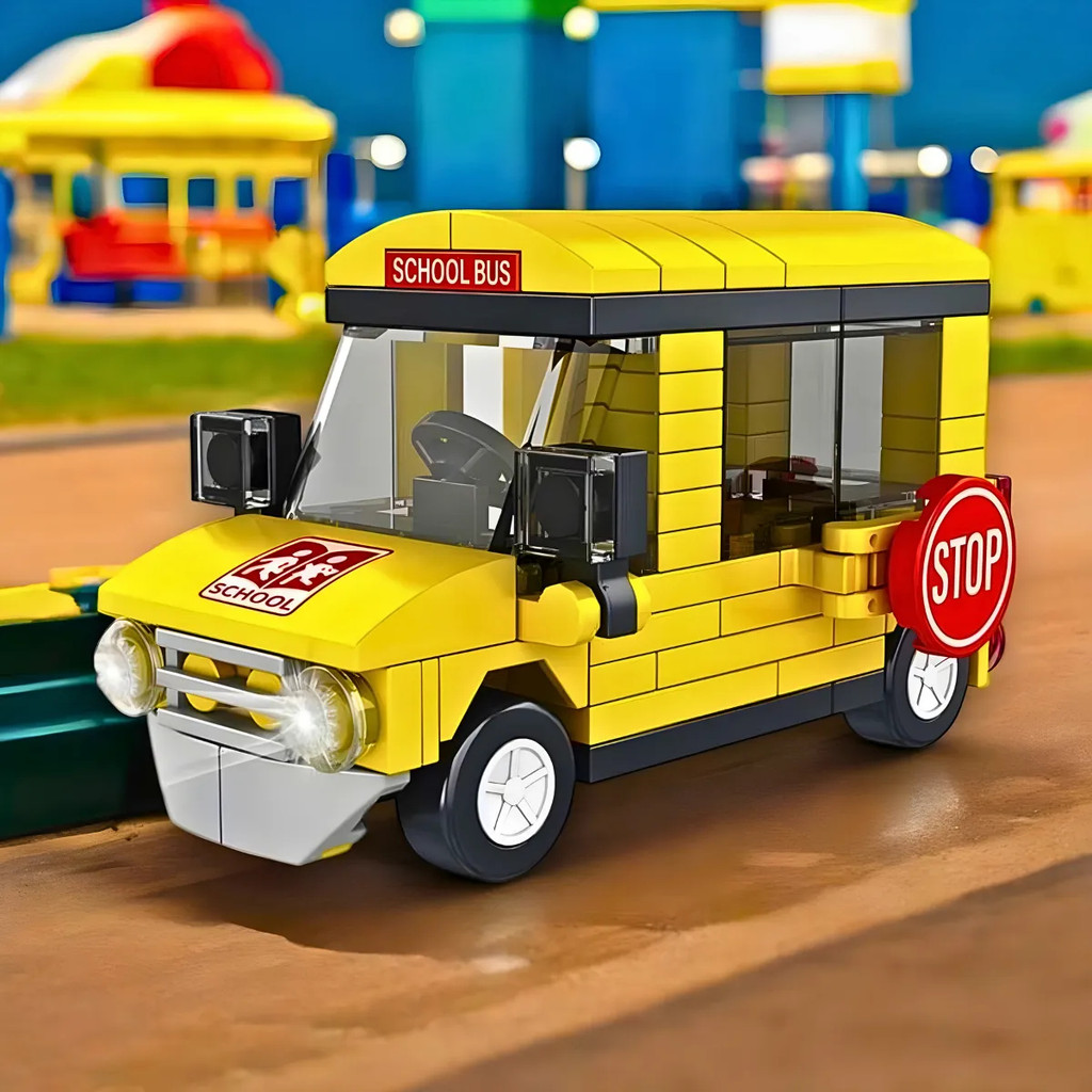 Ônibus Escolar estilo Lego - Brinquedo Blocos de Construção | Shopee Brasil
