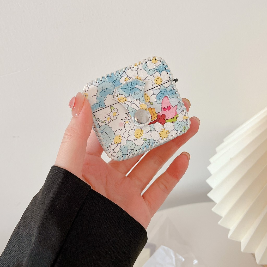Bob Esponja Cartoon Quadrado Capa De Couro Shell Para AIRPODS 4 ANC PRO ...