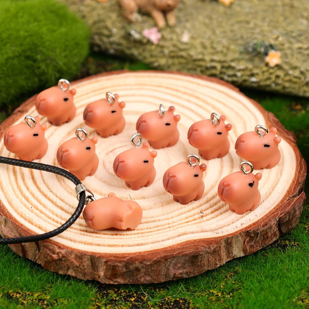10 Pçs Mini Preguiçoso Animal Capivara Resina Encantos Diy Acessórios ...