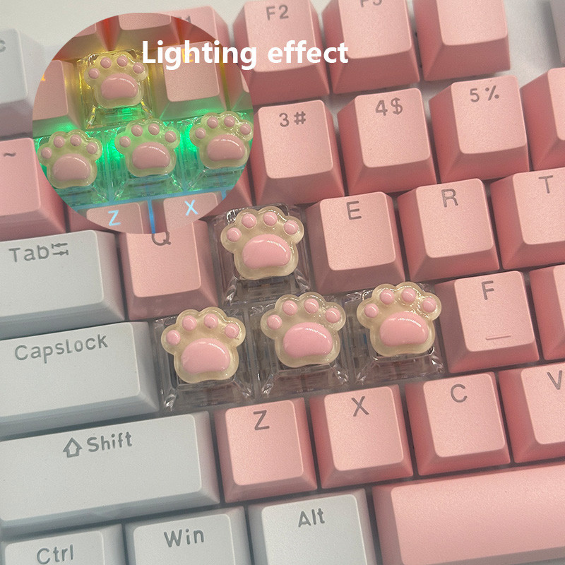 4 Pçs Transparente Gato Pata Keycaps Para Universal Eixo Cruz Teclado ...
