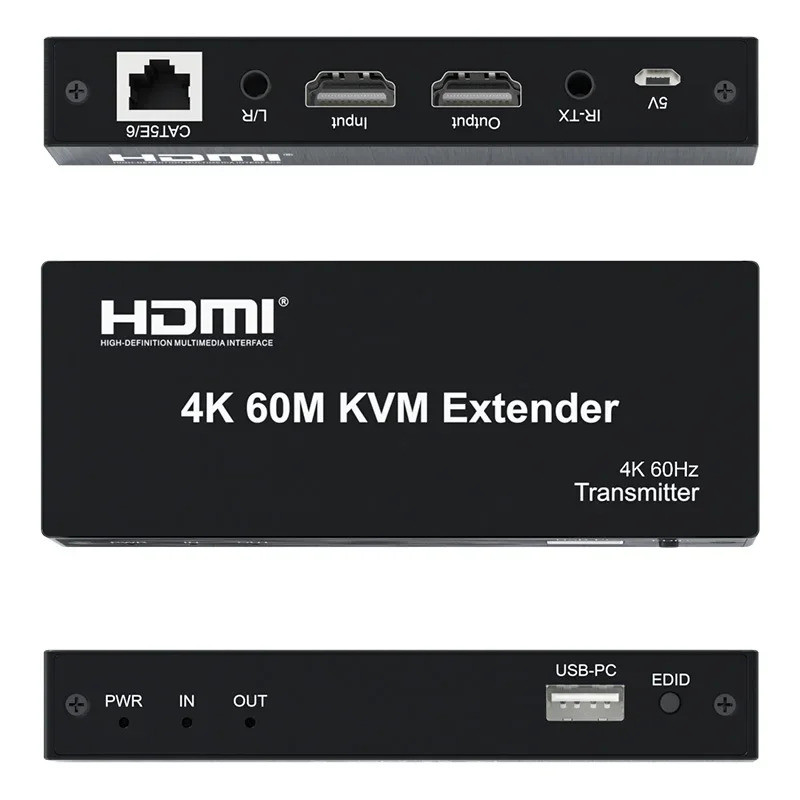 Extensor HDMI KVM 4K 60Hz Sobre Cabo Rj45 Cat6 60M Rj45 Ethernet Kit Receptor Transmissor ...