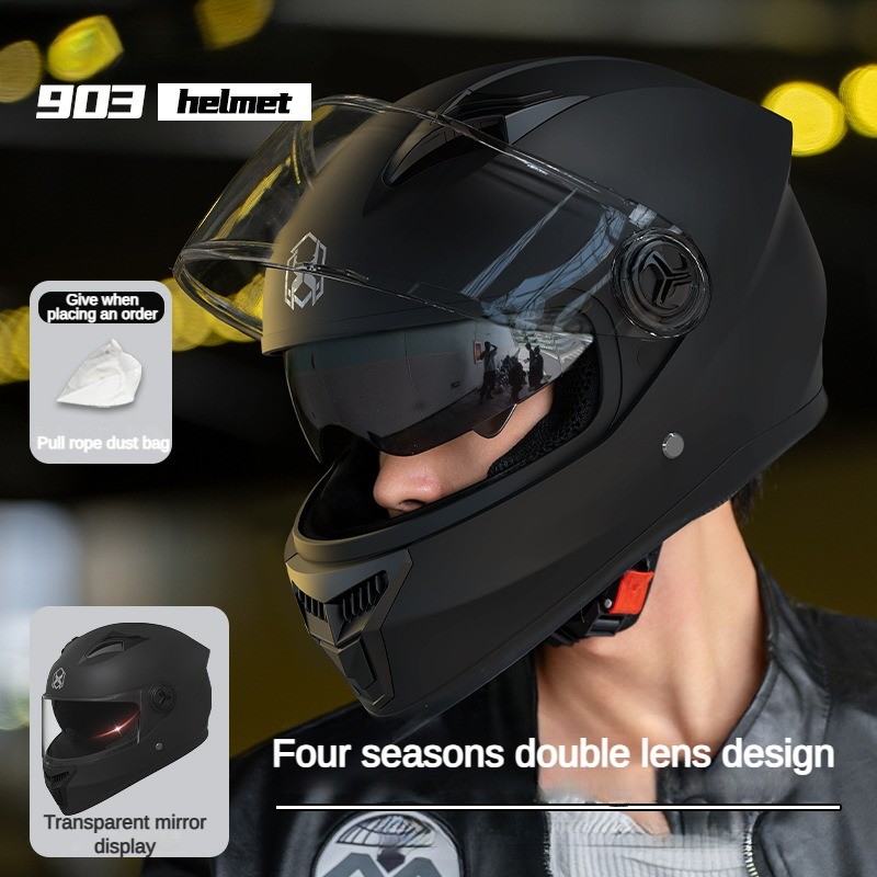 Capacete completo para motocicleta Capacete de motocicleta Espelhos duplos | Shopee Brasil