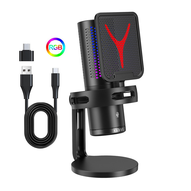 GM7 PC Gaming Microfone Condensador Com Mudo RGB Ligh Para PS4 PS5 USB C Telefone Laptop ...