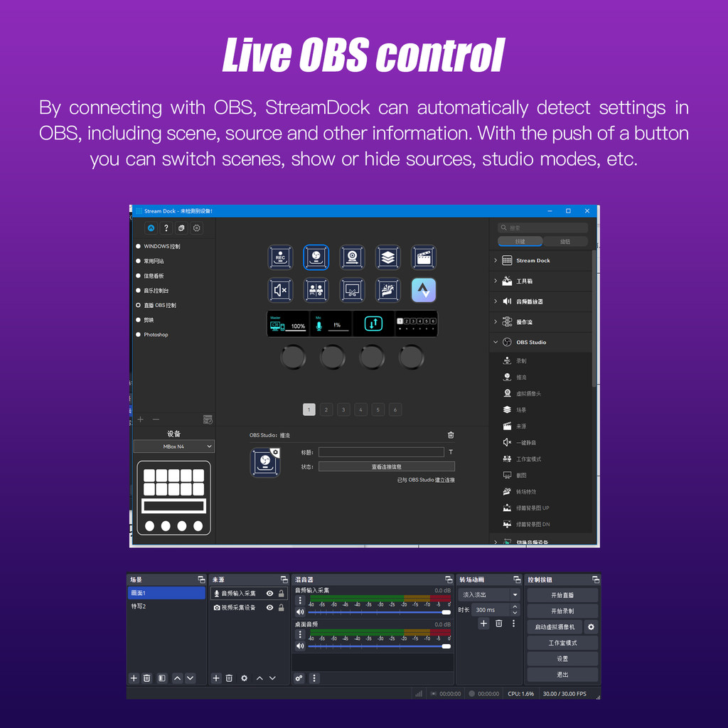 MBox N4 Stream Deck Com Botão Mirabox StreamDeck LCD Controlador De ...