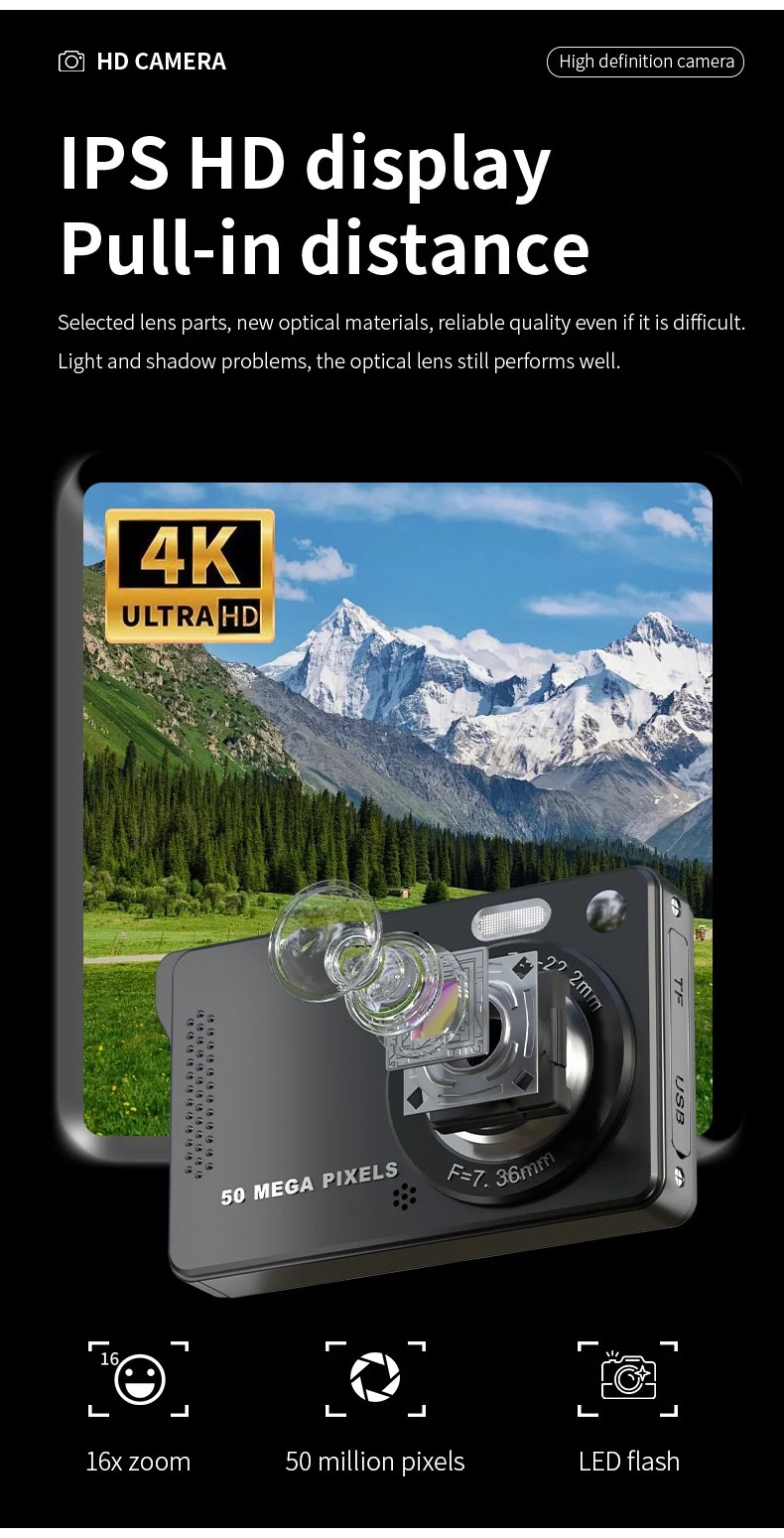 Câmera Digital 4K , 500mp , Portátil , CCD , Gravação De Vídeo ...