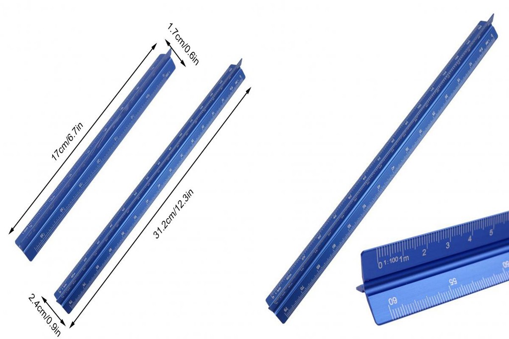 Anodized Aluminum Drafting Scale Engineering Triangular Ruler High ...