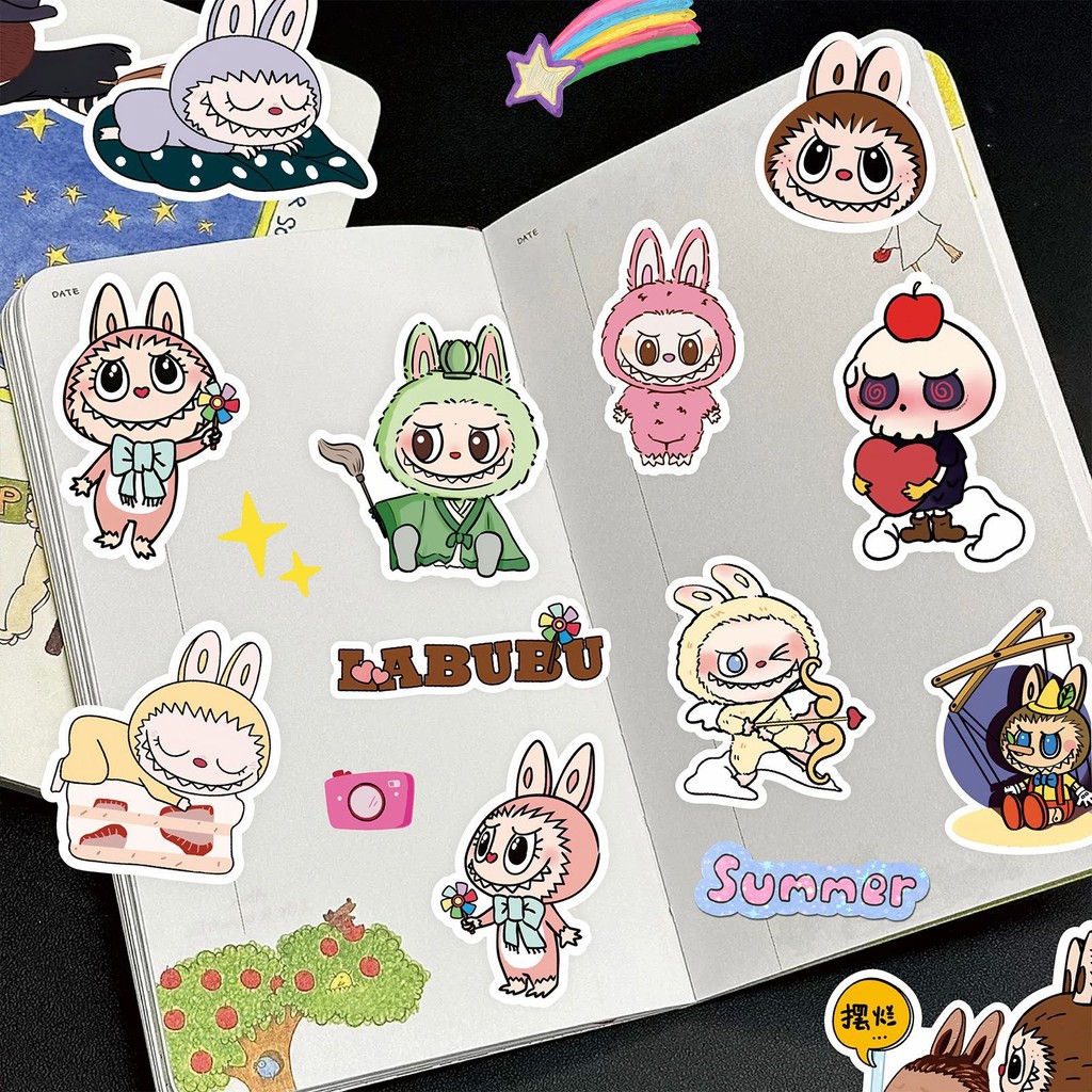 Labubu Dos Desenhos Animados Adesivos Decalques Graffiti Portátil ...