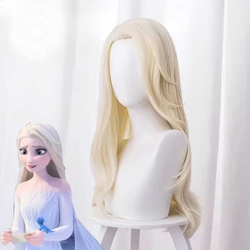 Sedoso Frozen 2 Princesa Elsa Elsa cos Peruca Simulação Couro Cabeludo ...