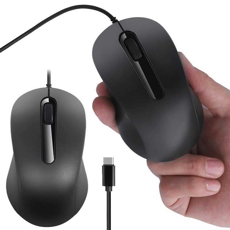 Mouse Ergonômico Silencioso Tipo C Com Fio Mini Óptico Plug and Play ...
