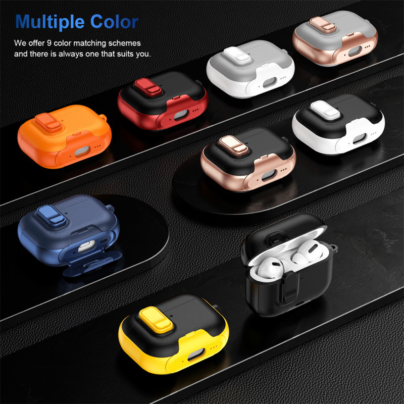 Capa Para Airpod Com Suporte De Couro Colorblock Airpods Pro3 4 Anc Pro ...