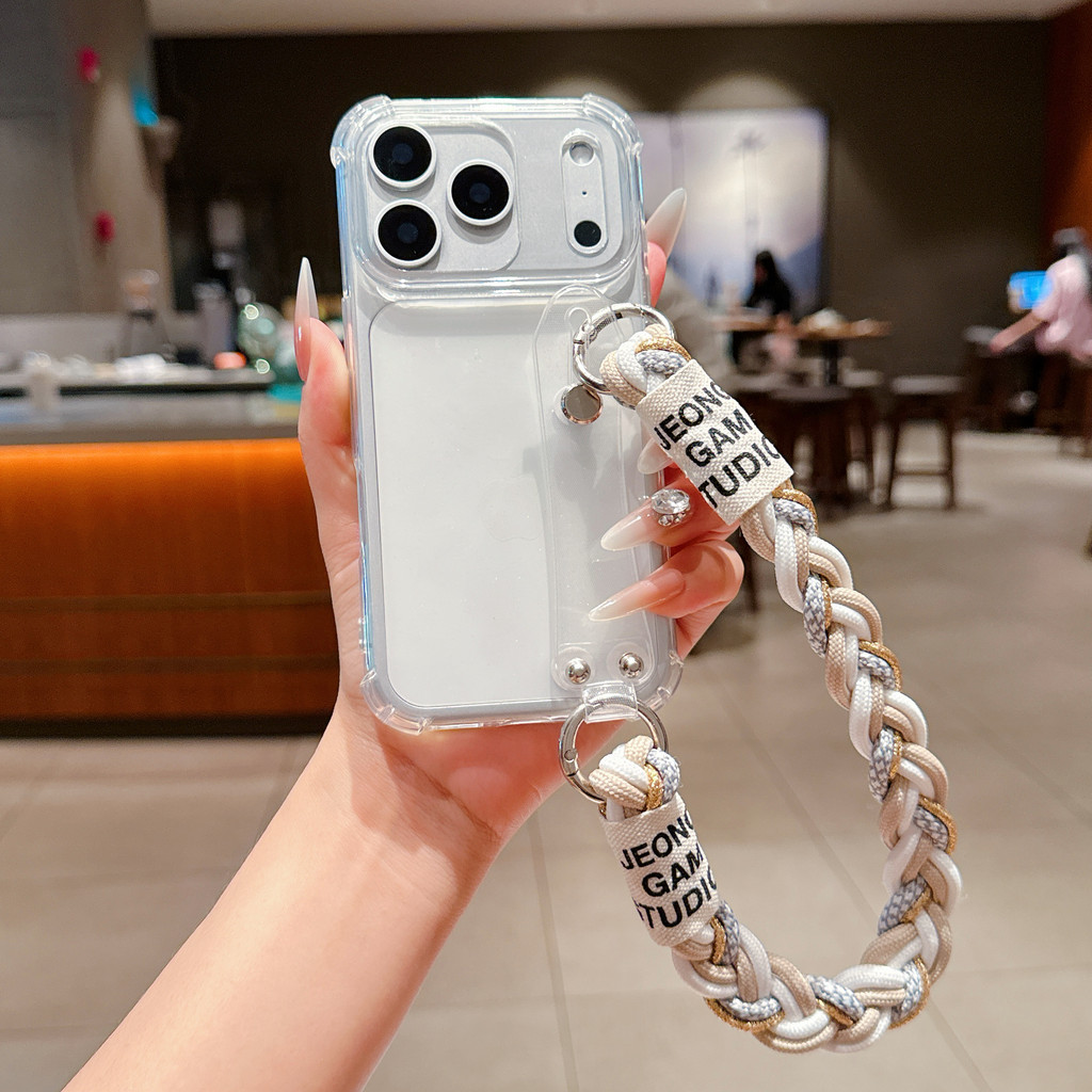 Alça De Corda Trançada Transparente Glitter Caso De Telefone À Prova De ...