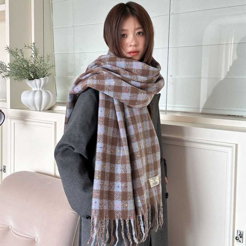 2025 dopamina cor Dot verificado cachecol feminino estilo coreano ...