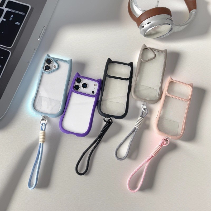 Bonito Dos Desenhos Animados Gato Orelha Transparente Caso De Telefone ...