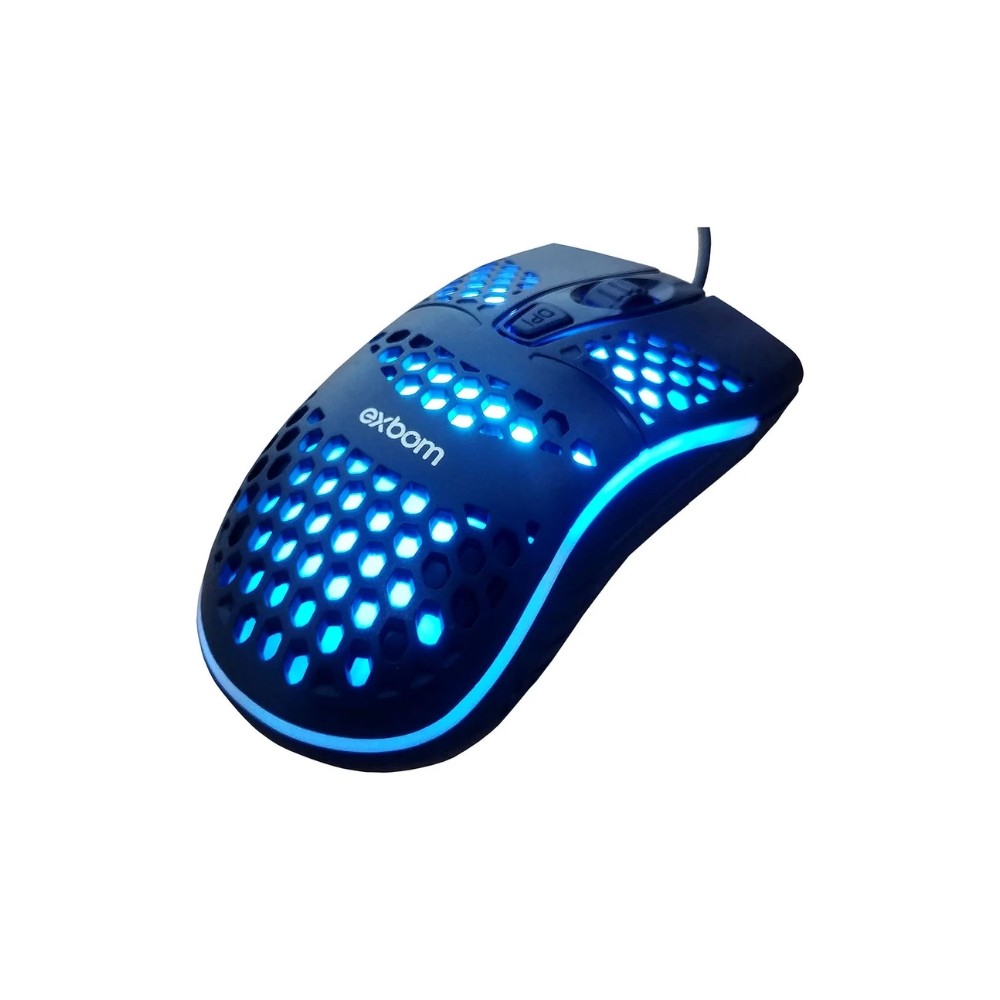 Mouse com fio Gamer Optico Ultraleve Colmeia Led MS- | Shopee Brasil