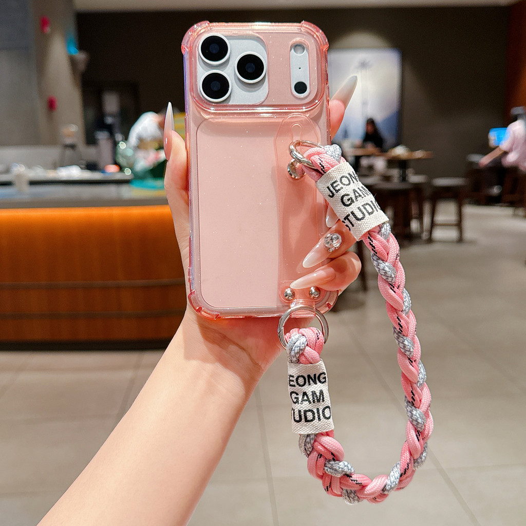 Alça De Corda Trançada Transparente Glitter Caso De Telefone À Prova De ...