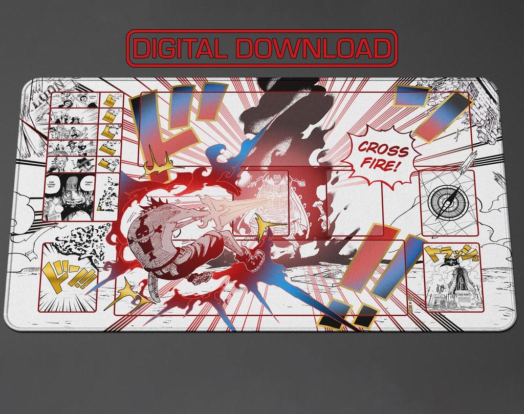 One Piece TCG-Ace Manga-Cross Fire !-Design De Tapete Branco Da ZD ...
