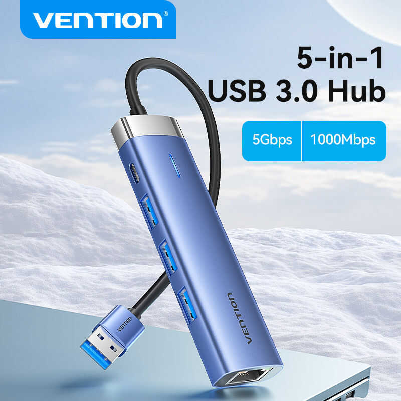 Vention 5 Em 1 3.0 Para USB 3.0x3 RJ45 Type C HUB 5Gbps 4 Multi ...