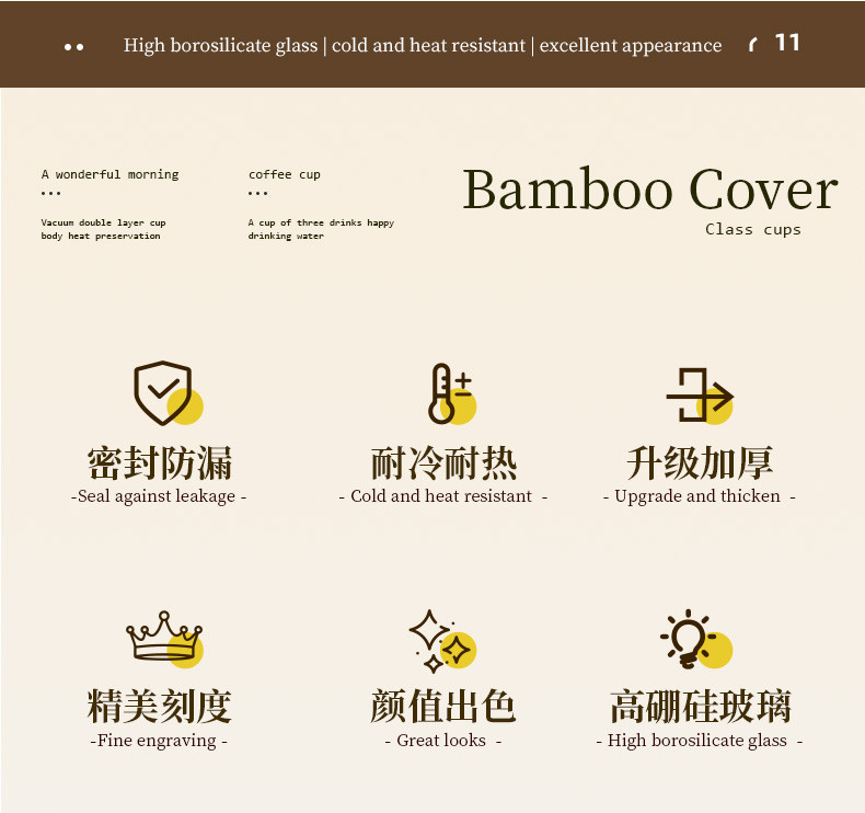 Copo de água de vidro com alto teor de borosilicato, garrafa de ...