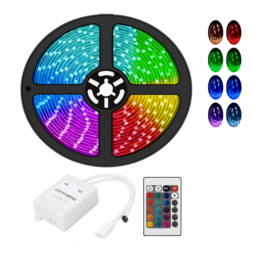 Fita de LED RGB 5 Metros com Controle Remoto | Shopee Brasil