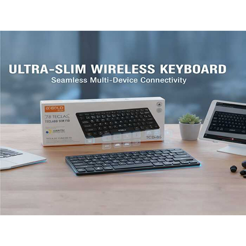 Teclado Sem Fio A'Gold TCD-05, Bluetooth 5.0 para PC e Tablet ...