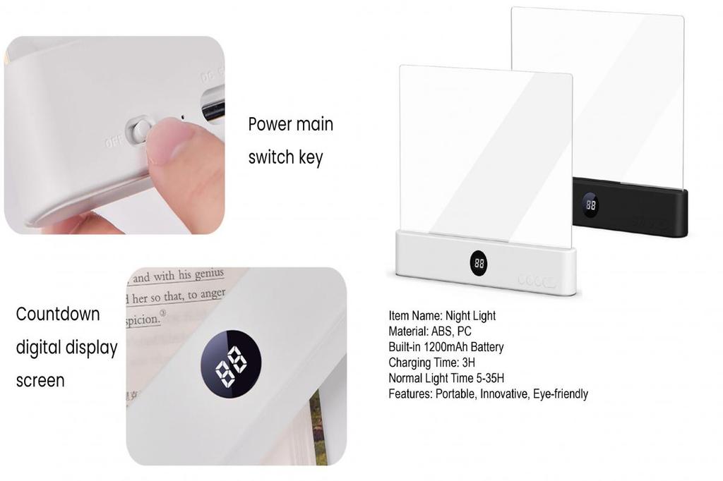 Dimmable Book Light Rechargeable Lamp Usb Led with Adjustable Color ...