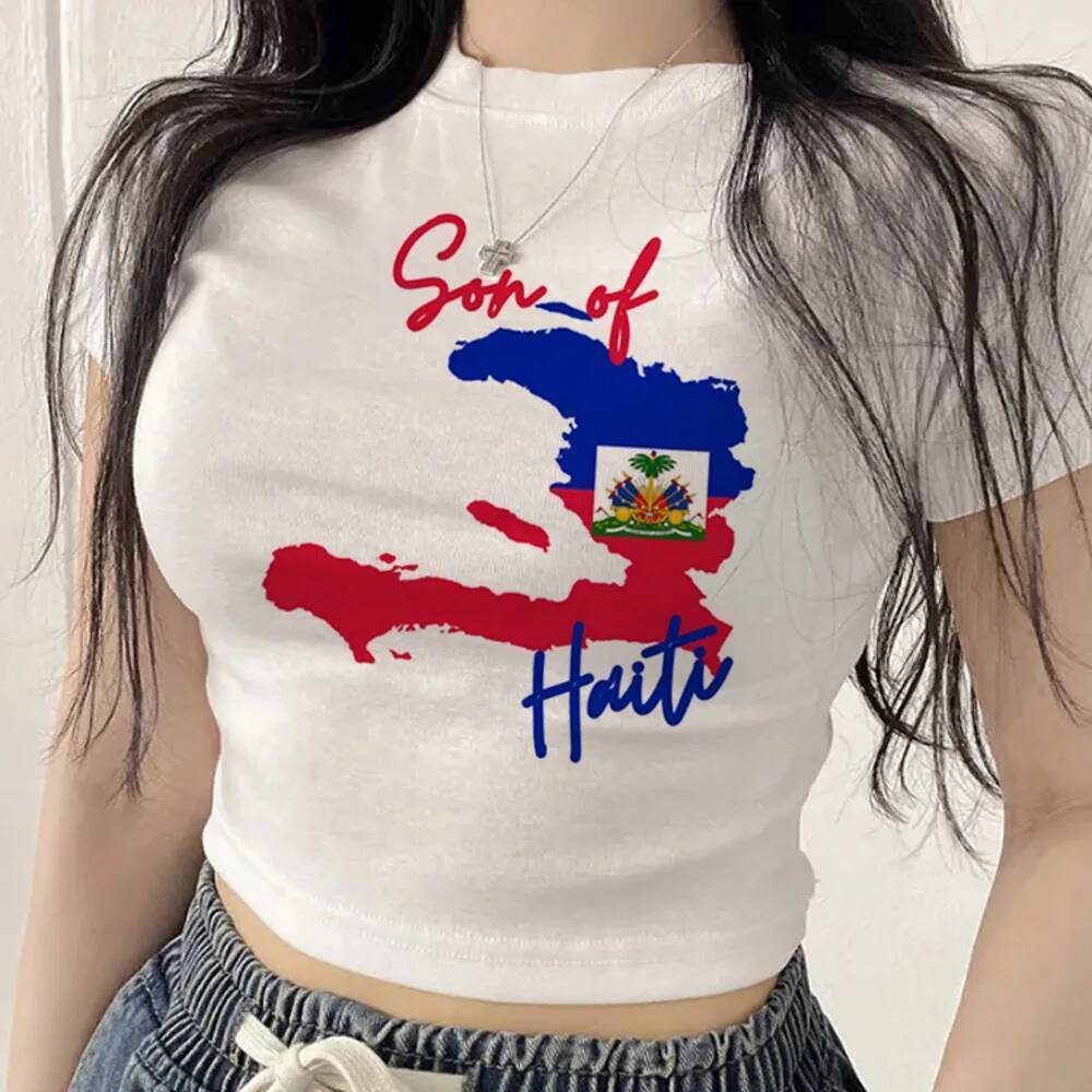 Haiti top cropped Feminino vintage jojifuku Fofo anime Japão Camiseta ...