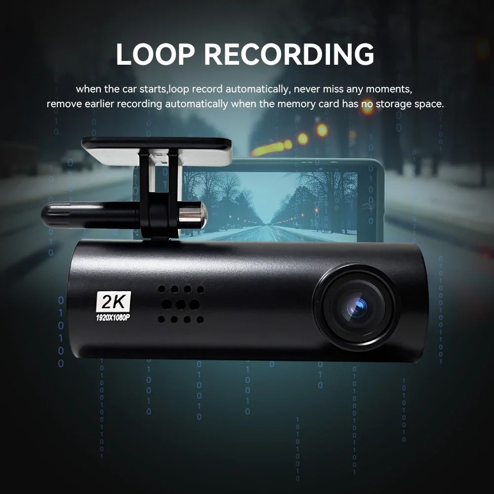 Carro Traço Cam DVR 2K Gravador Automático Controle APP Caixa Preta Com ...