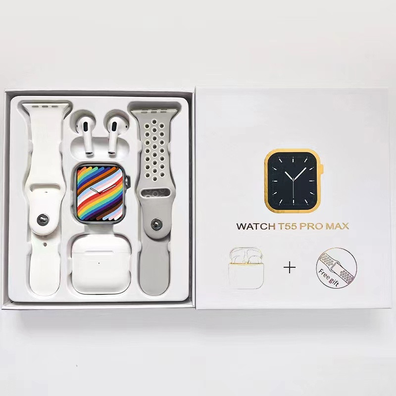 Smartwatch t55 pro 2025 max TWS Fone De Ouvido 2 Em 1 Chamada Bluetooth Relógio Inteligente 1.4 ...