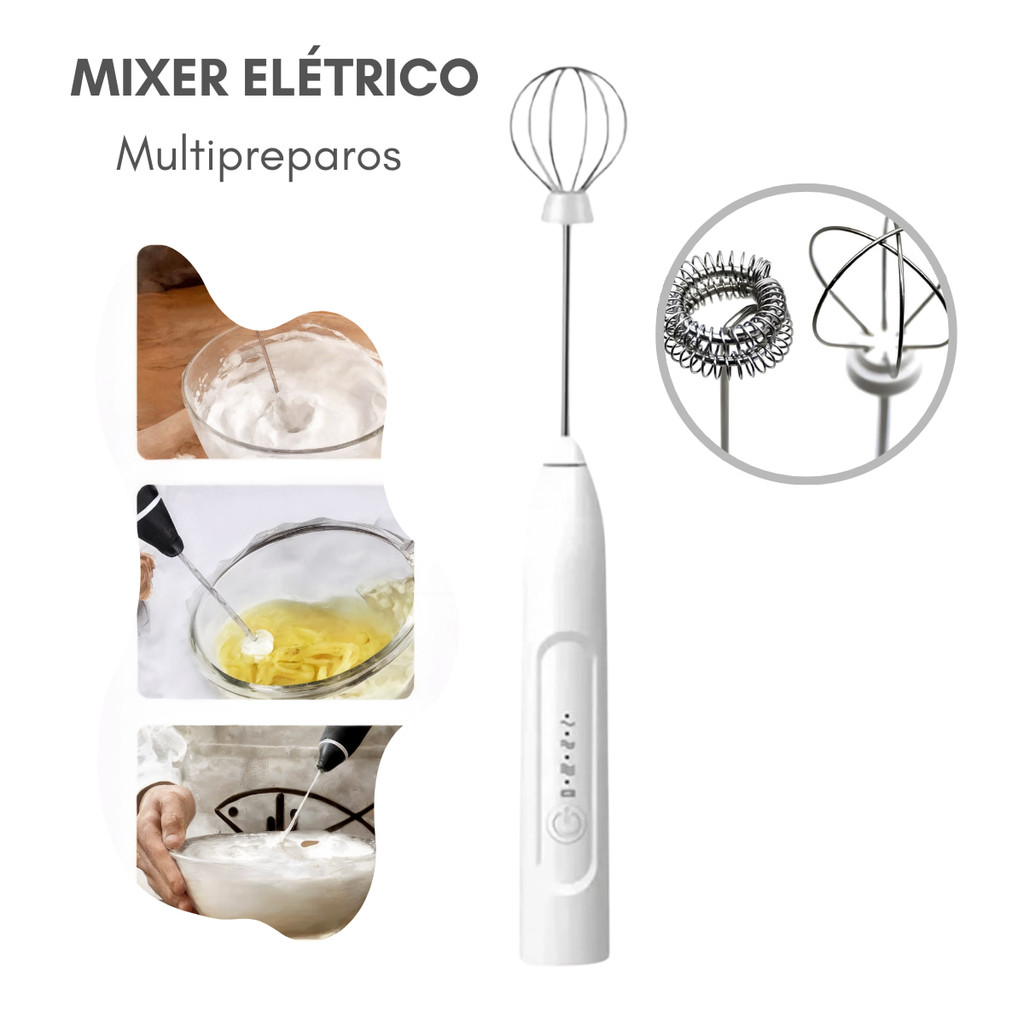 Mini Batedor Mixer Elétrico Portátil Bivolt - BRANCA | Shopee Brasil