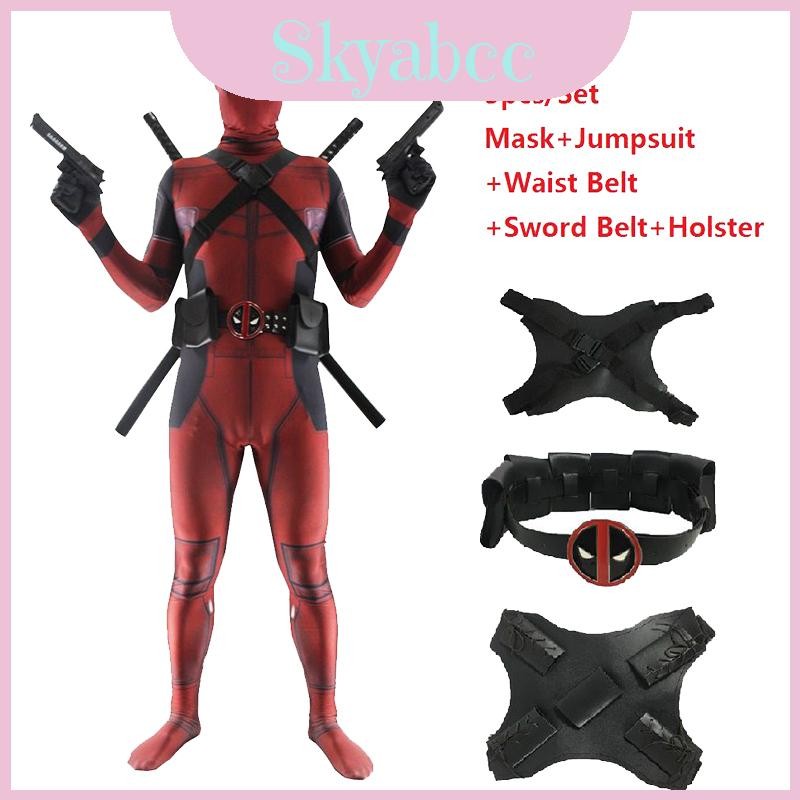 Traje De Deadpool De Corpo Respirável Completo De Lycra Com Pontos ...