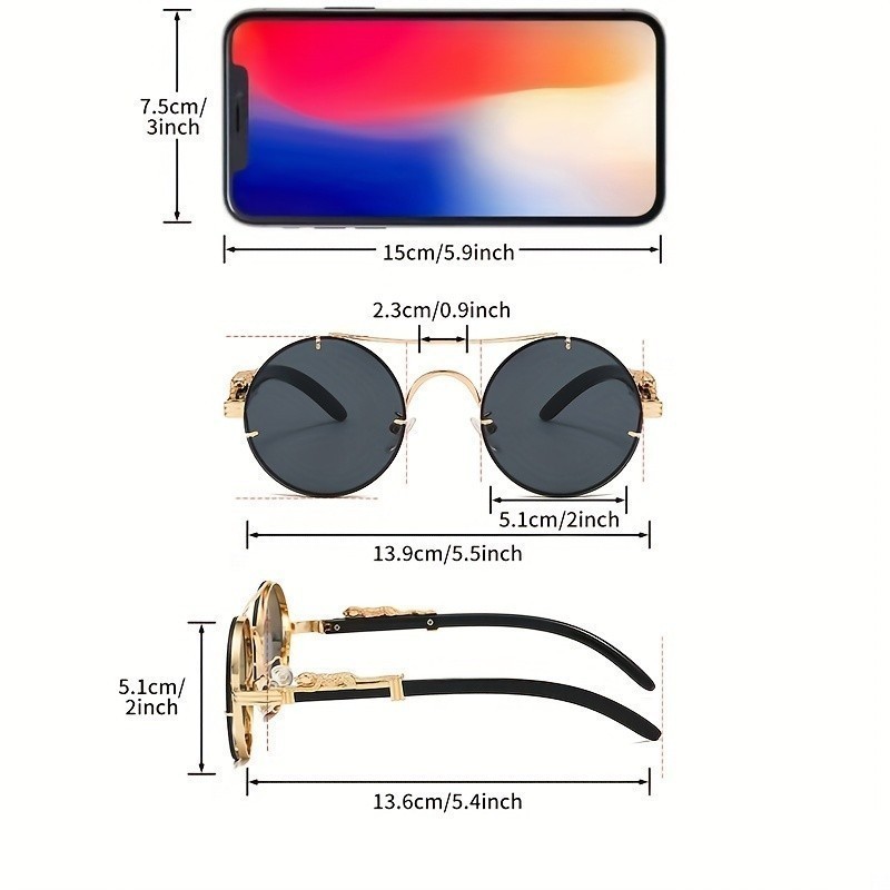 Round Metal Frame Sunglasses for Climbing with Gradient PC Lenses ...