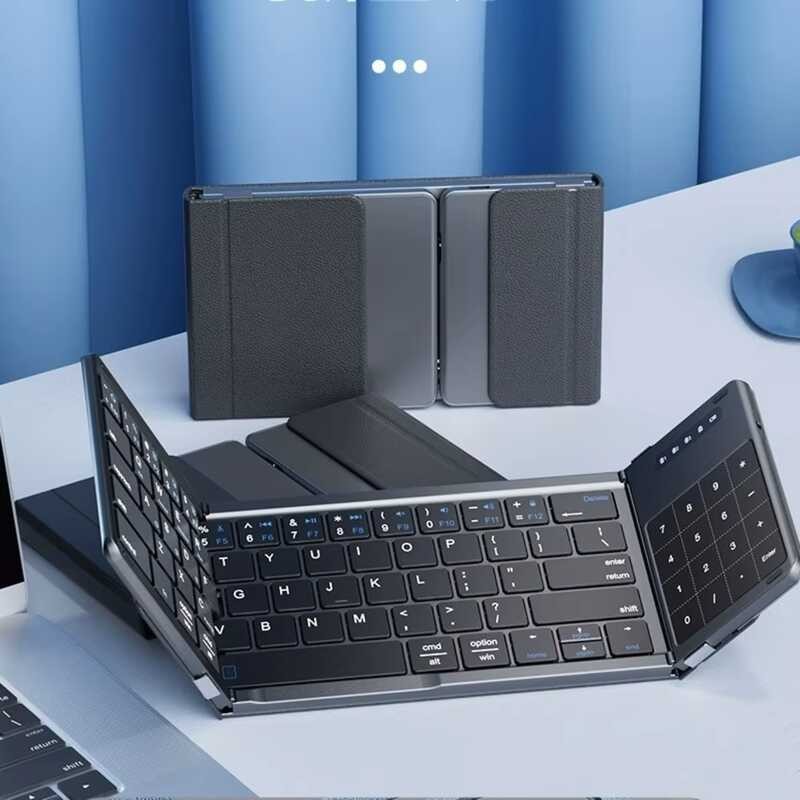 Mini Teclado Bluetooth Sem Fio Dobrável Recarregável Com Touchpad De ...