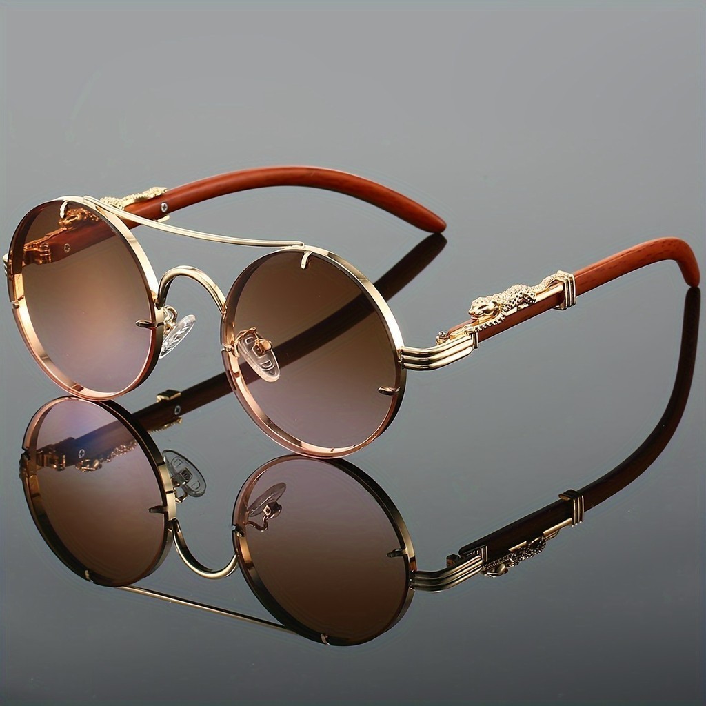 Round Metal Frame Sunglasses for Climbing with Gradient PC Lenses ...