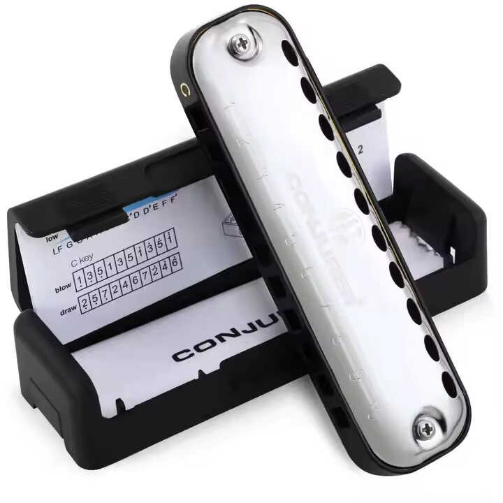 Prata vermelho borda redonda 10 buracos mágico Bruce gaita brinquedo ...