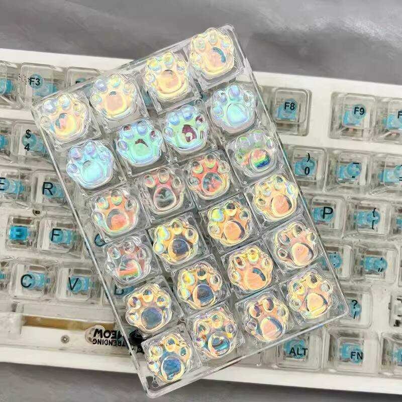 Único resina epóxi Laser gato garra keycap transparente bonito eixo ...