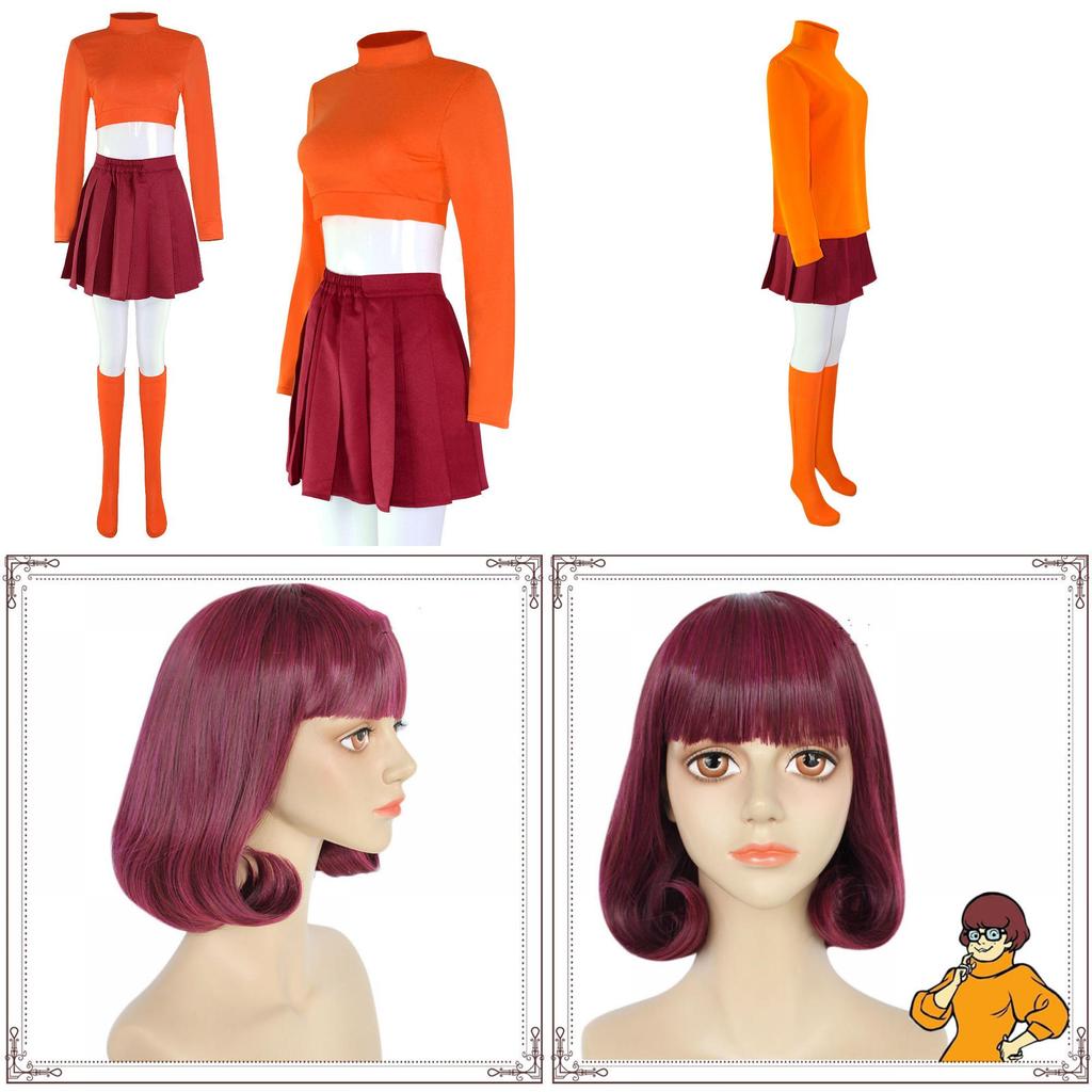 Doo Scooby Velma Dinkley Adulto Cosplay Terno Conjunto De Halloween ...