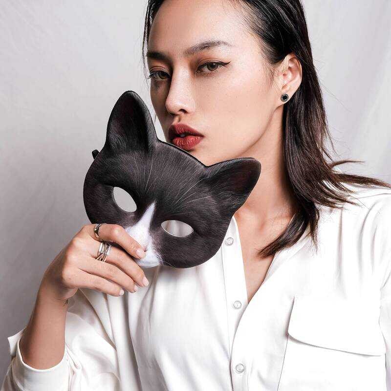 Dovetail senhoras meia face raposa gato Meow Animal máscara biônica ...