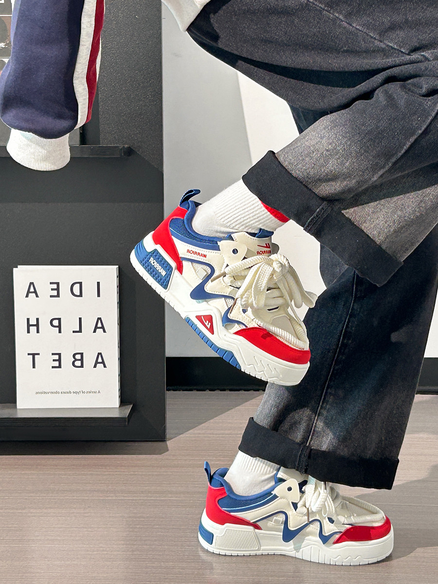 Puxar para trás sapatos de casal 2025 outono novo estilo vermelho azul ...