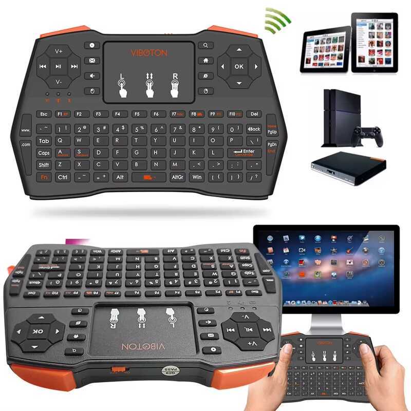 Teclado Sem Fio 2.4G BT Com Touchpad 2.4 Ghz Retroiluminado Mouse ...