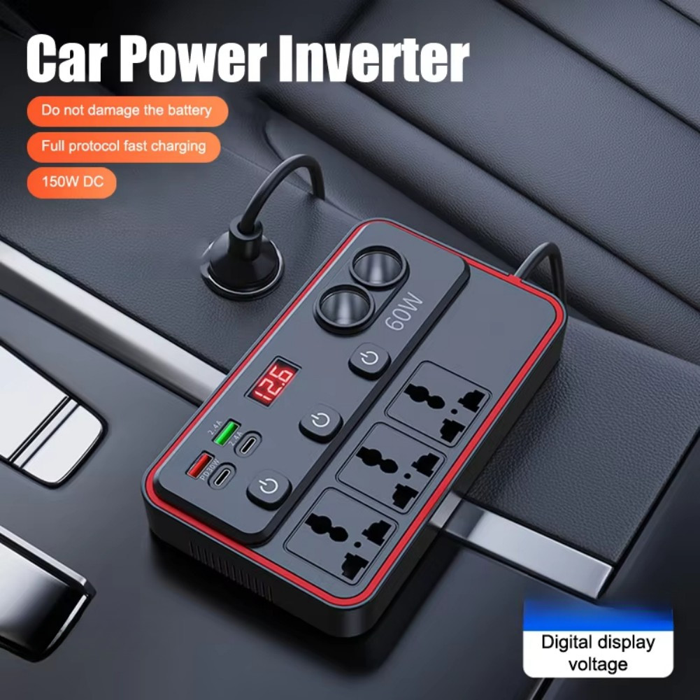 Inversor De Carro 150W DC12V/24V Para 220V Conversor LED Soquetes ...