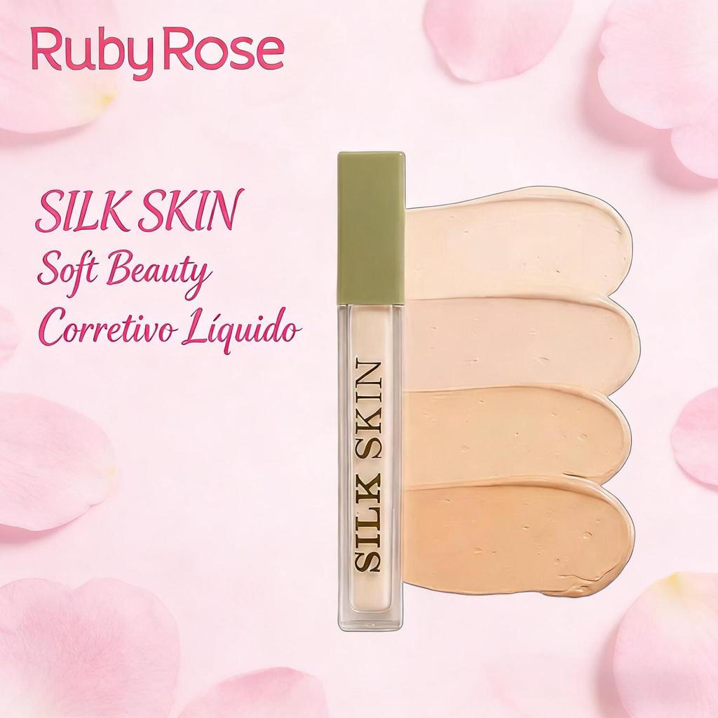 Corretivo Líquido Ruby Rose Silk Skin Soft Beauty - Sensação Leve e ...