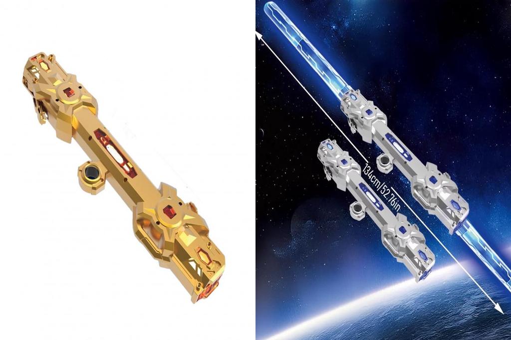 Toy Swords Retractable Lightsaber Double-blade Led with 16 Colors Sound ...