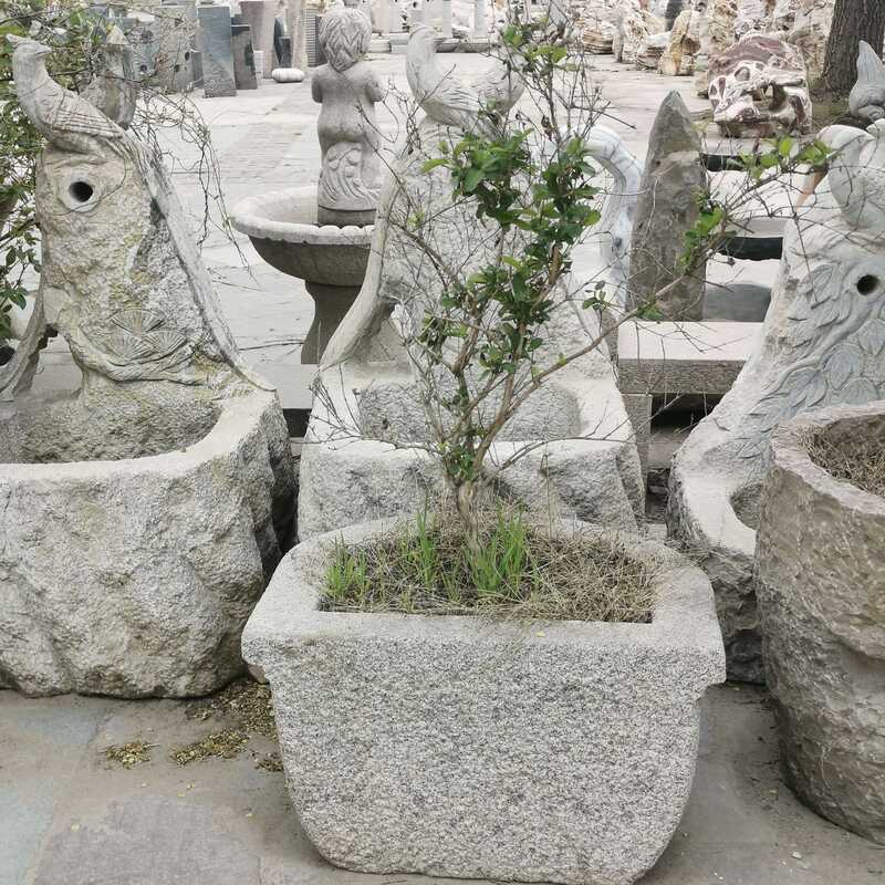 Niu groove pia pia pedra porco sulco pedra escultura vaso de flores ...