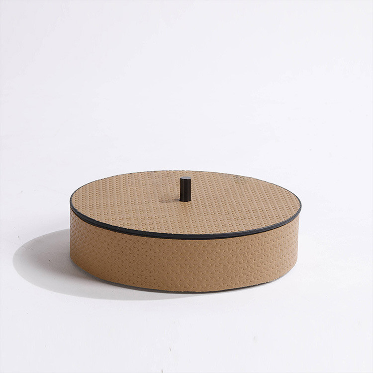 Apenas-moderno luz luxo redondo caixa de armazenamento de couro sala ...