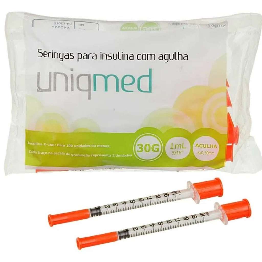 SERINGA PARA INSULINA 1ML 8MM X 0,30MM 30G C/10 - UNIQMED | Shopee Brasil