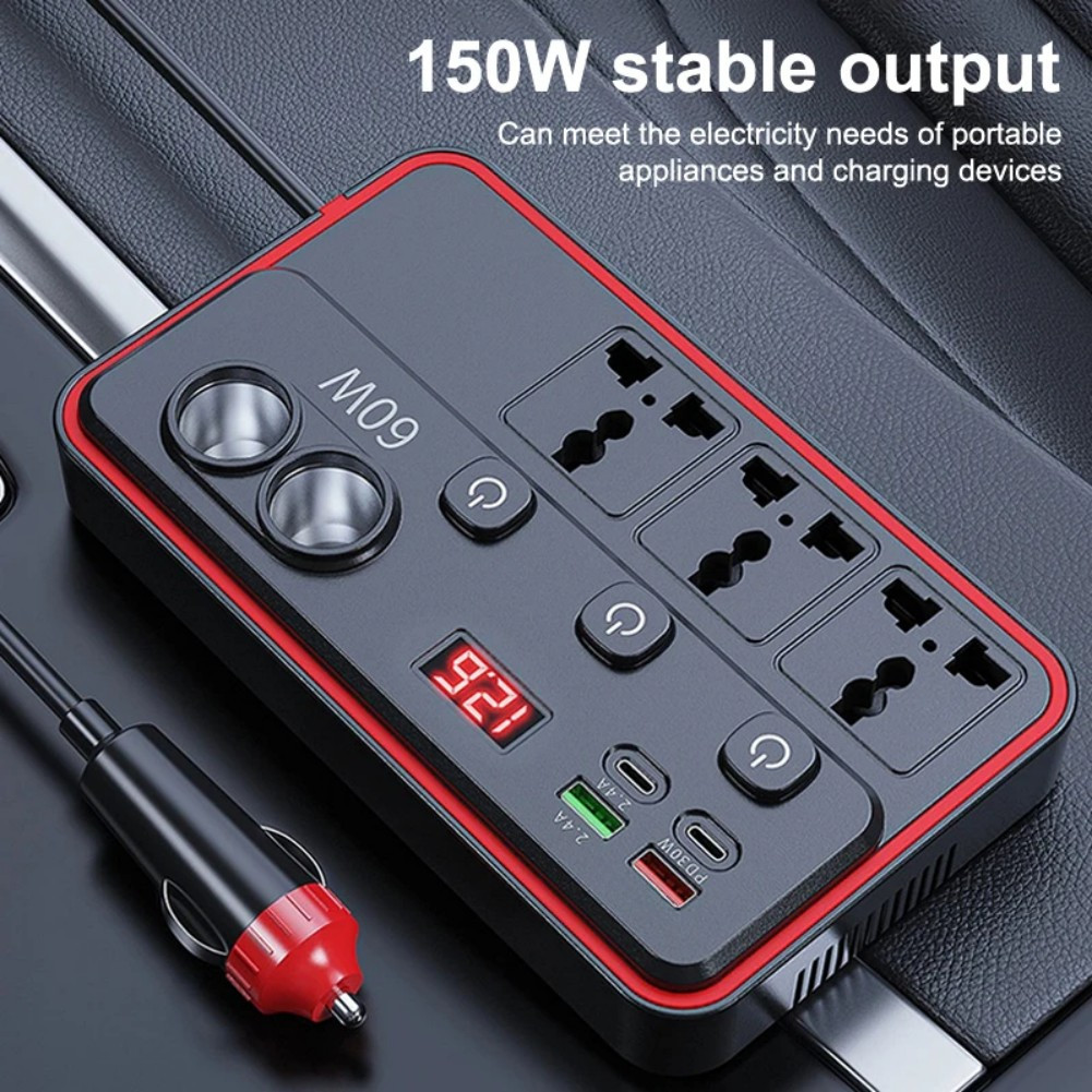 Inversor De Carro 150W DC12V/24V Para 220V Conversor LED Soquetes ...