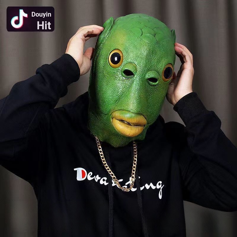 Peixe Máscara De Cabeça Douyin Macho Fêmea Mallfish Fishman Cute Funny ...